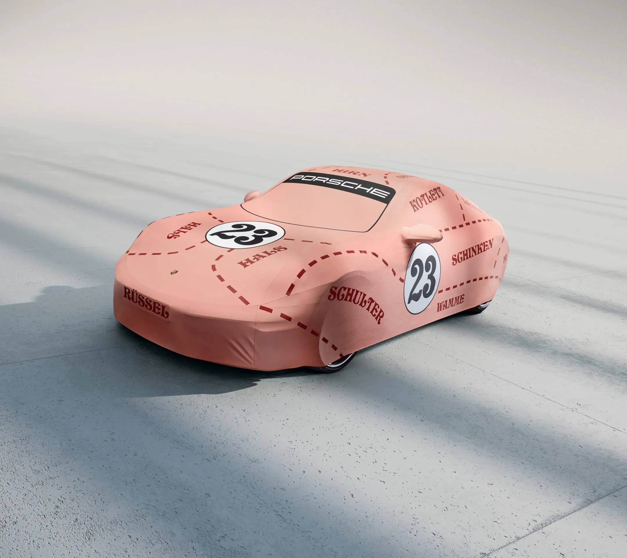 Porsche Indoor Car Cover for 911 (992) with Pink Pig Design | PORSCHE SHOP