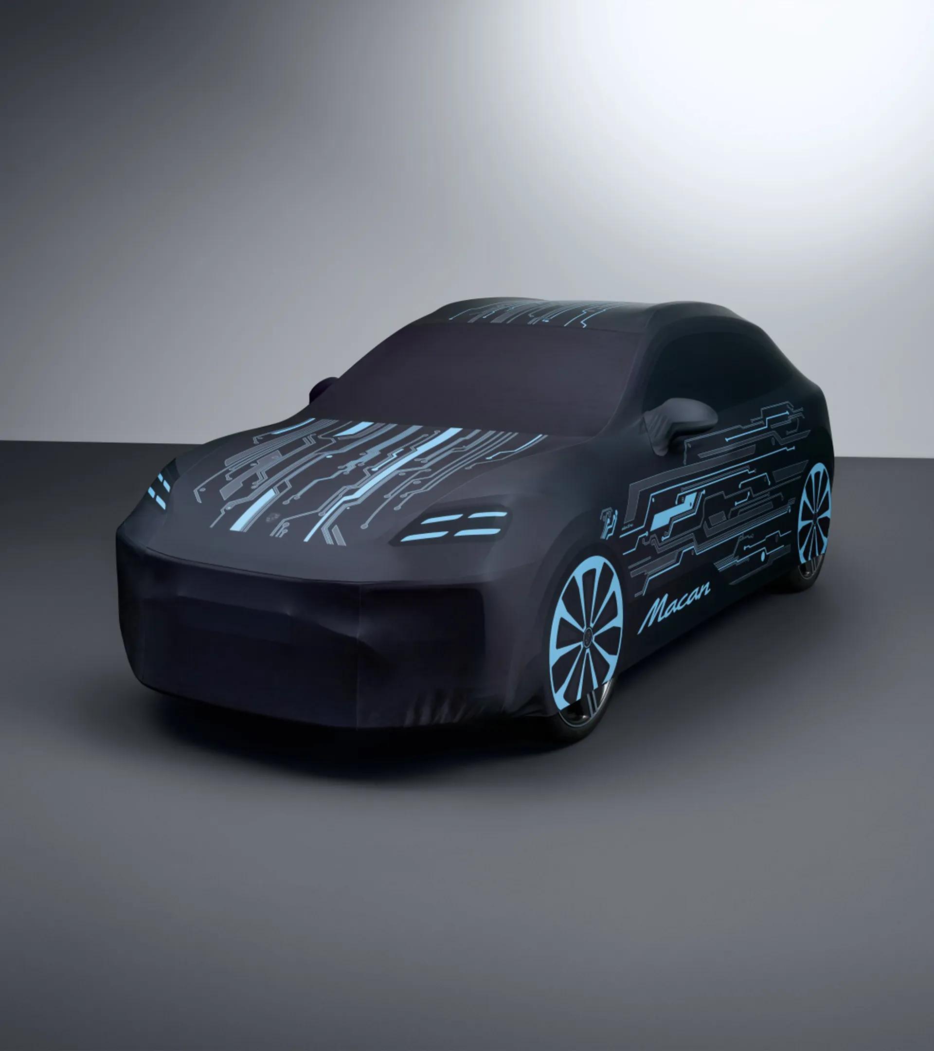Indoor car cover with 'electric' design - Macan Electric | PORSCHE SHOP